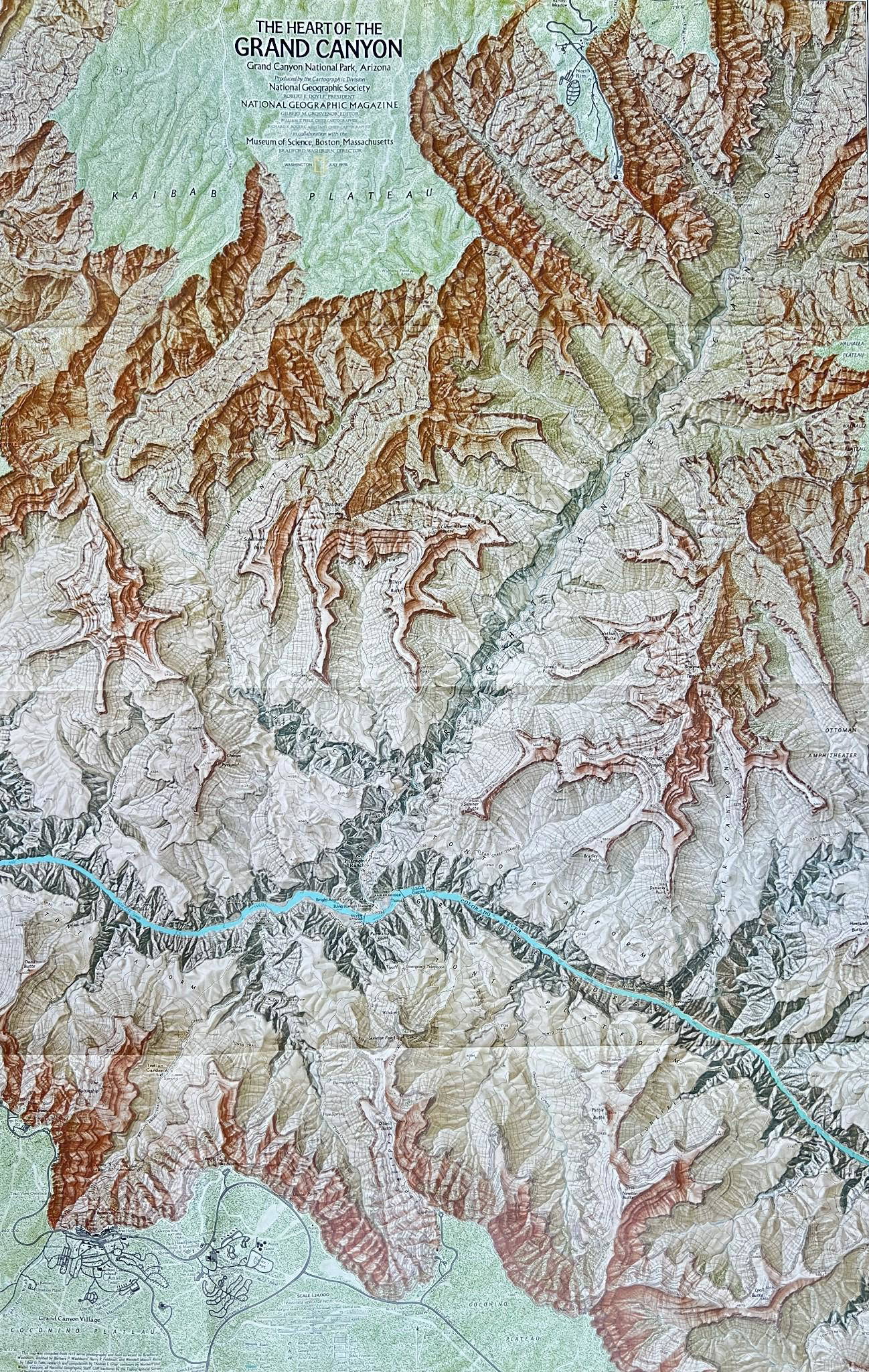 Vintage Map Of The Usa - Map Of The Grand Canyon - Arizona - National ...