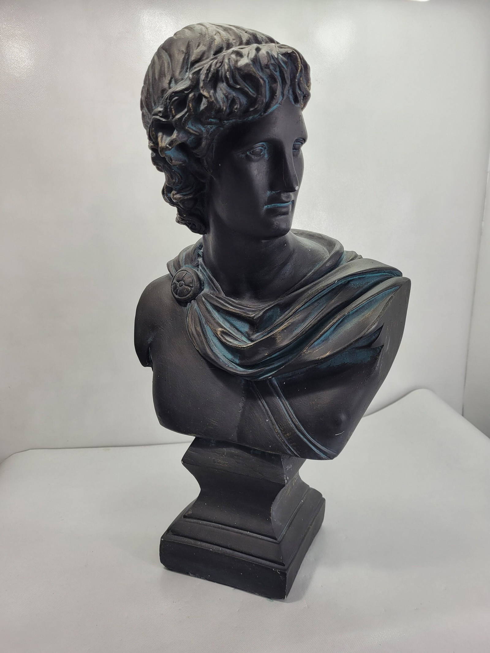 Vintage Neoclassical Bust Sun Gold Apollo Chalk Or Plaster Table Top ...