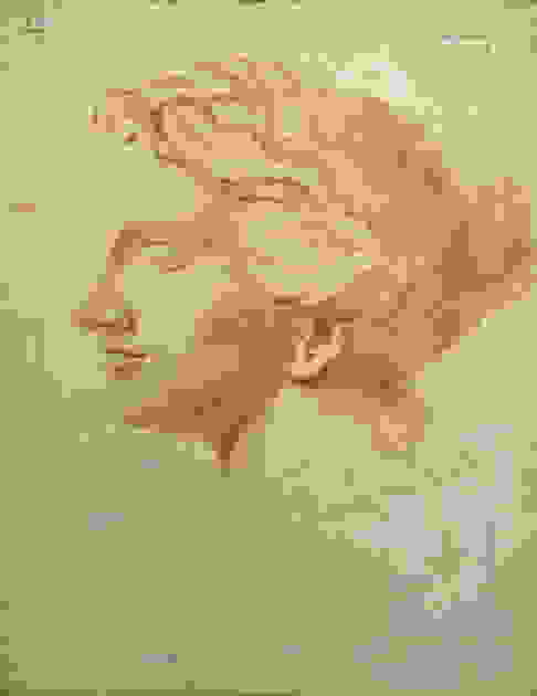 Antique Drawing - Study Of Human Face - Portrait Of Young Lady - Red ...