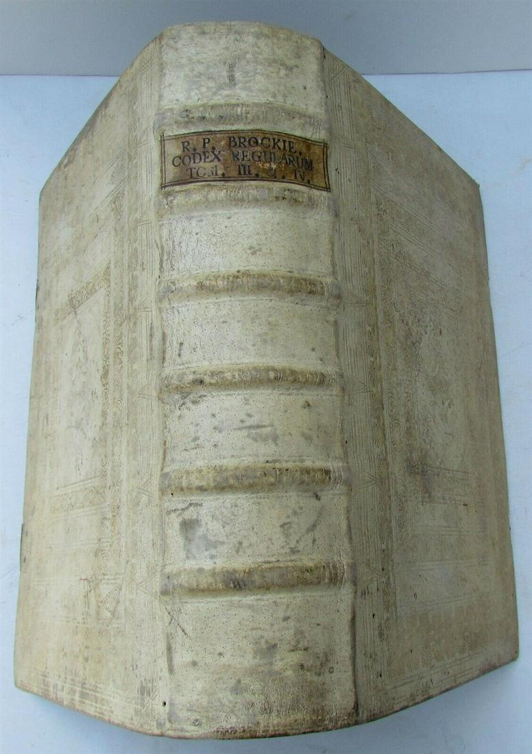 1759 Pigskin Decorative Binding Antique Folio Codex Regularum Lucae ...