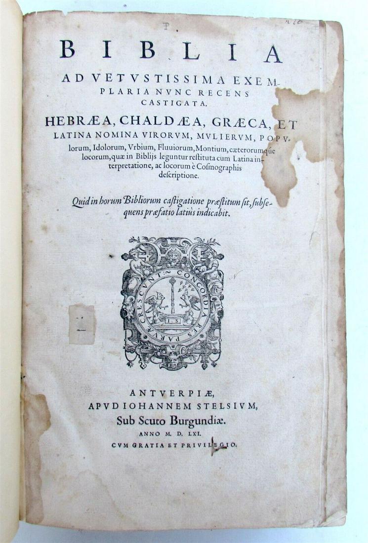 1561 Bible Illustrated Folio Antique Hebraea Chaldaea Graeca & Latina ...