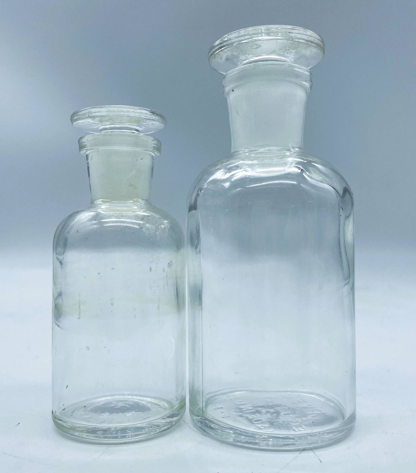 Pair Of Pyrex Apothecary Clear Glass Medicine Bottle With Glass Stopper ...