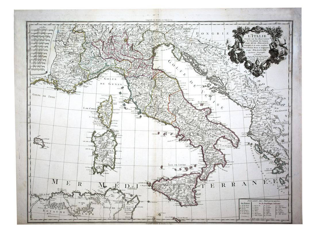 De L'isle Philippe Buache Engraved Map Of Italy 1802 Auction