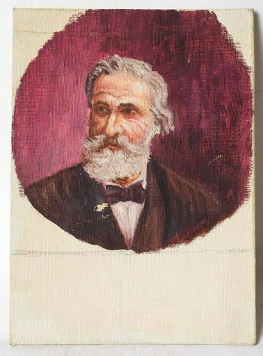 Vintage Oil Original Painting Of Giuseppe Verdi Portrait