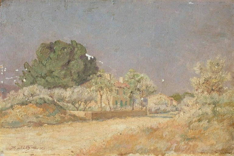 Vintage Oil Original Painting South Of France Landscape