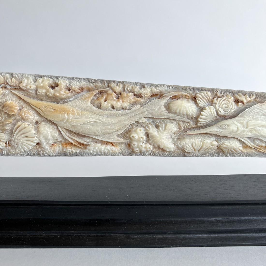 Stunning Engraved Swordfish Rostrum - Marine Motif Auction