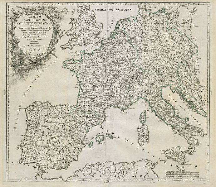 Imperium Caroli Magni… Empire Of Charlemagne. Western Europe Vaugondy 1752 Map Auction