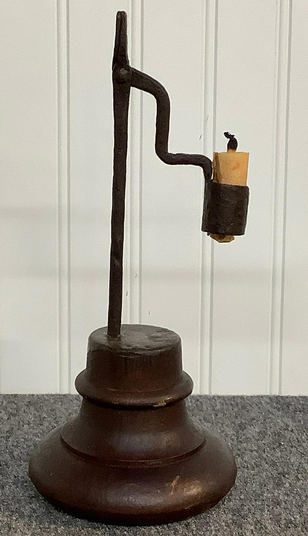 Exceptional Combination Rushlight “nip” And Candle Holder, Made Of Hand ...