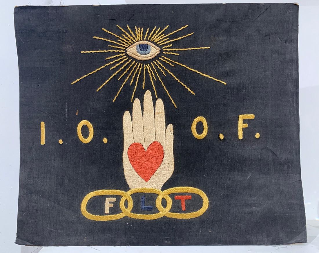 Vintage Odd Fellows I.o.o.f Hand Embroidery With Fraternal Symbols Auction
