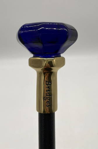 Vintage Bridges Graphite Cane With Cobalt Blue Glass Top Handle