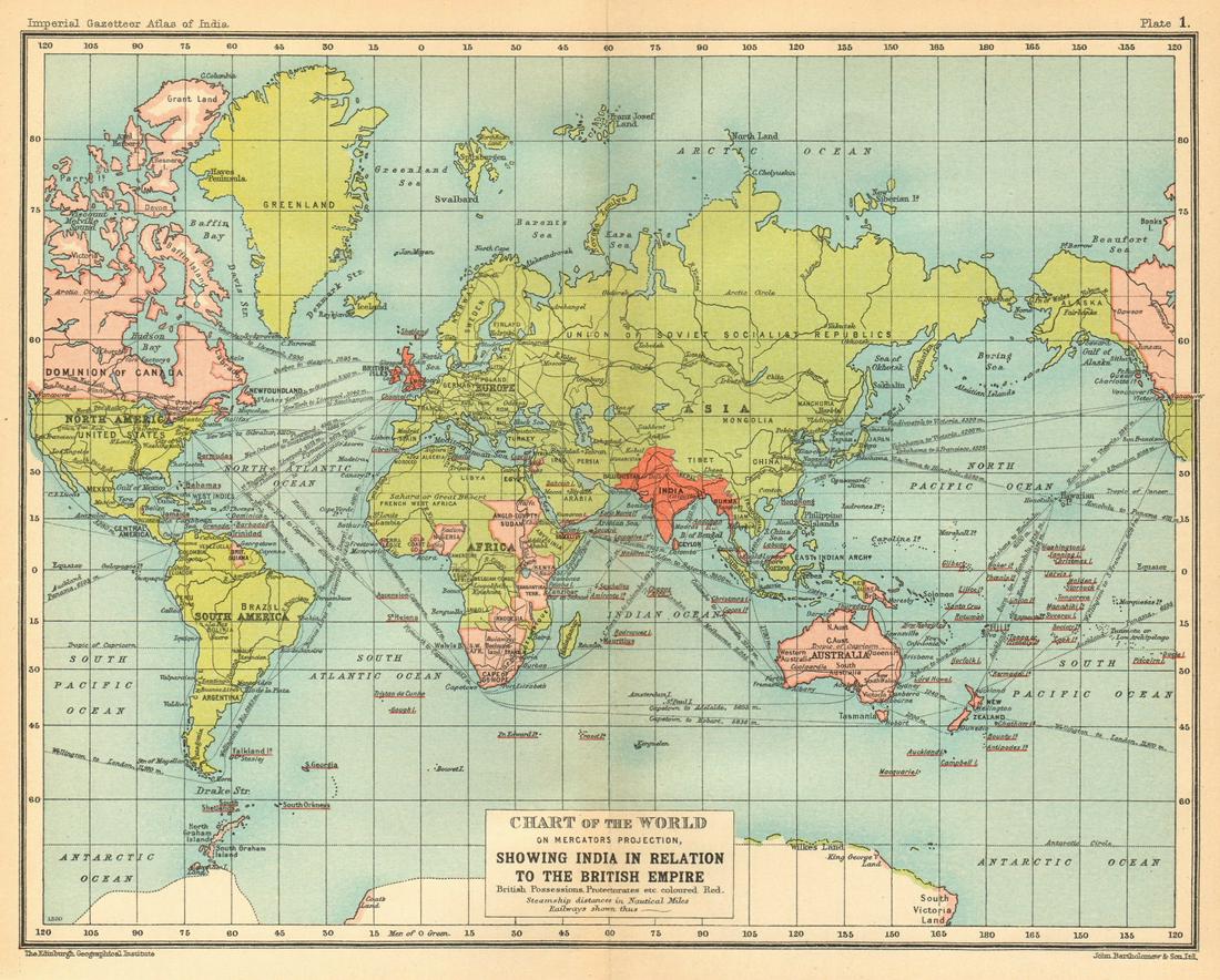 World Mercator's On Projection. India In Relation To The British Empire ...