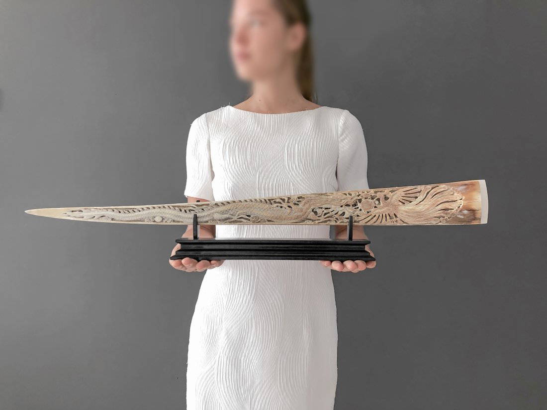 Buy Large Engraved Swordfish Rostrum - Double Dragon | Jasper52 In Ny