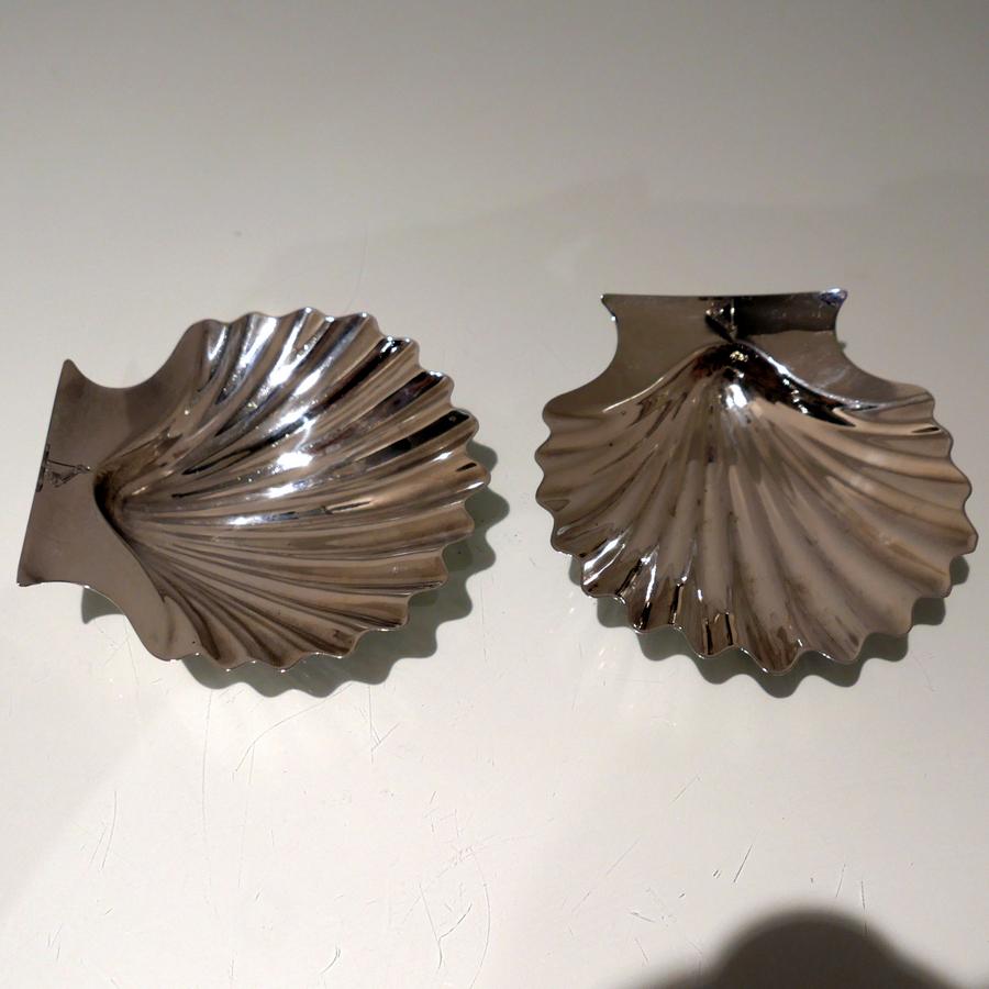 18th Century Antique George Iii Sterling Silver Pair Butter Shells ...