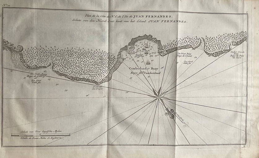 Antique Nautical Chart Of Juan Fernandez Island: Northeast Side By ...