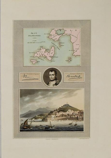 1815 Bowyer Map Of Elba And Napoleon's Portrait -- Map Of The Island Of ...