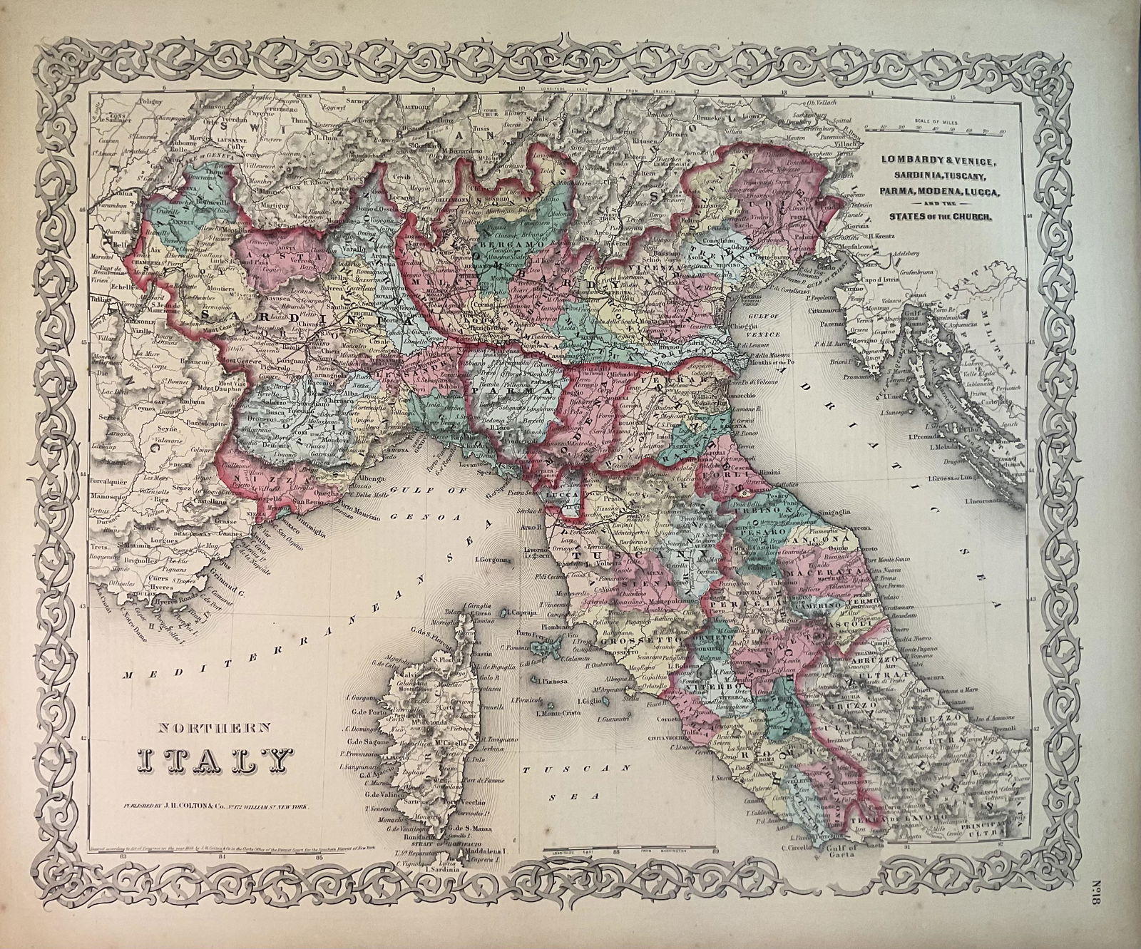 Map Of 1859 Northern Italy (pre Unification) By Colton Auction