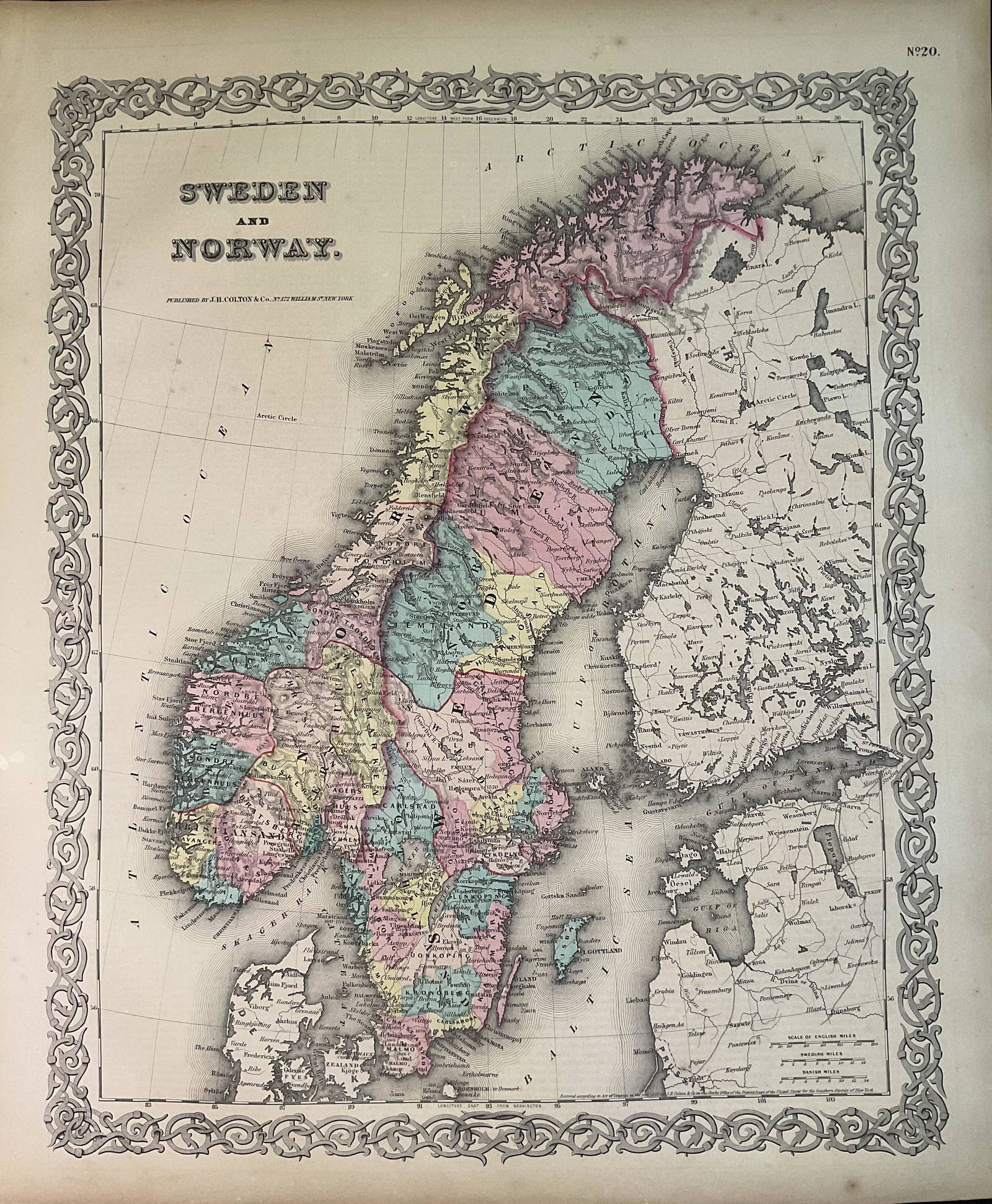 Map Of 1859 Sweden & Norway By Colton Auction