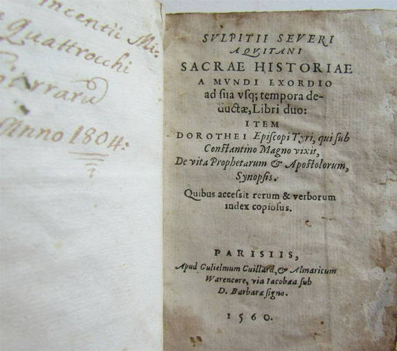 1560 Sacred History By Sulpicius Severus Antique Vellum Bound Rare 16th ...