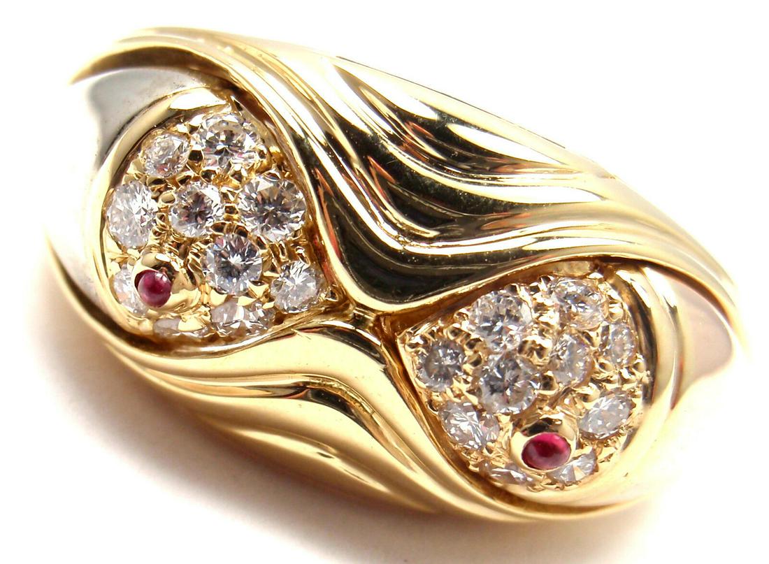 Buy Authentic! Bulgari Bvlgari 18k Yellow Gold Diamond Ruby Naturalia ...