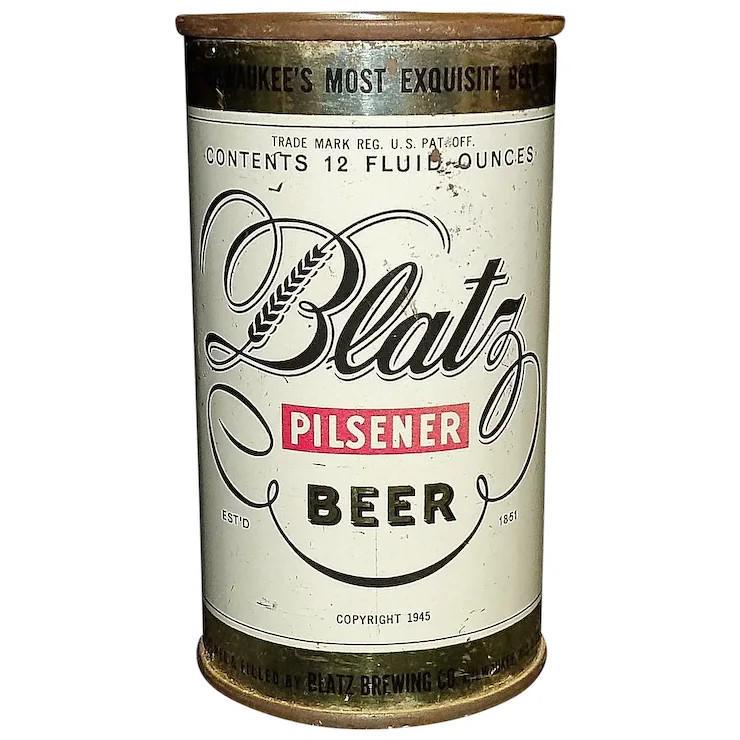 Vintage 1940’s Blatz Pilsener 12 Oz Flat Top Beer Can Milwaukee