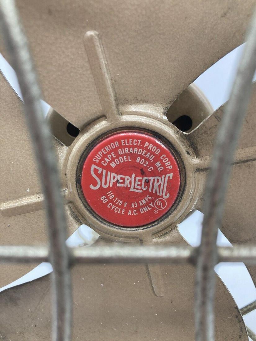 Vintage Metal Superlectric Model 803 Desk Fan Mcm Auction