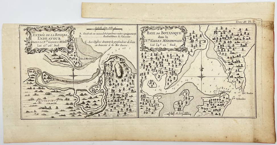 Antique Rare Map Botany Bay Australia Botany Bay Queensland James Cook