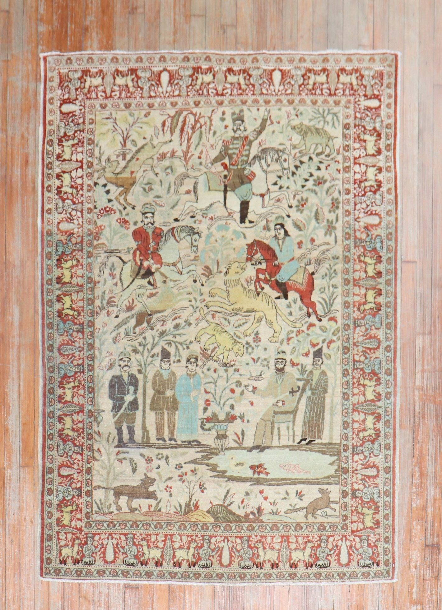 Buy Persian Hunting Scene Antique Tabriz Rug No. J2741 | Jasper52 In Ny