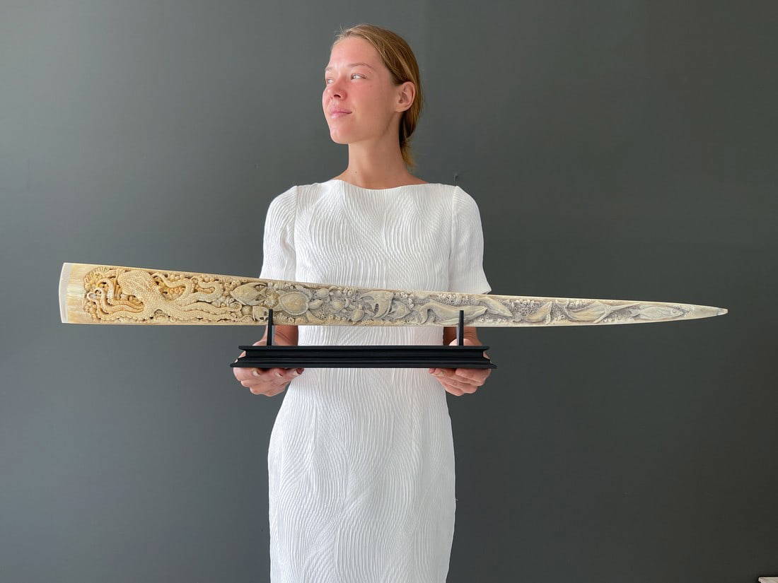 Stunning Engraved Swordfish Rostrum - Marine Motif Auction