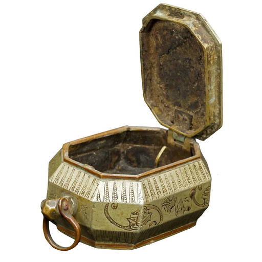 19th C Chinese Paktong Opium Box With Script
