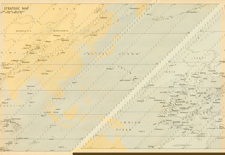 Strategic Map Of The Pacific 1941 1957 Old Vintage Plan Chart