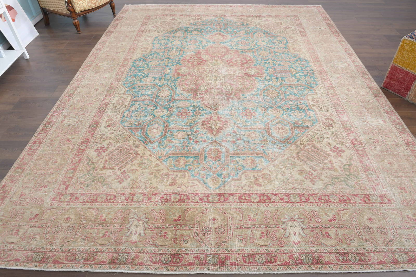 1970s Turkish Luxury Handmade Wool Pink Oversized Rug Auction