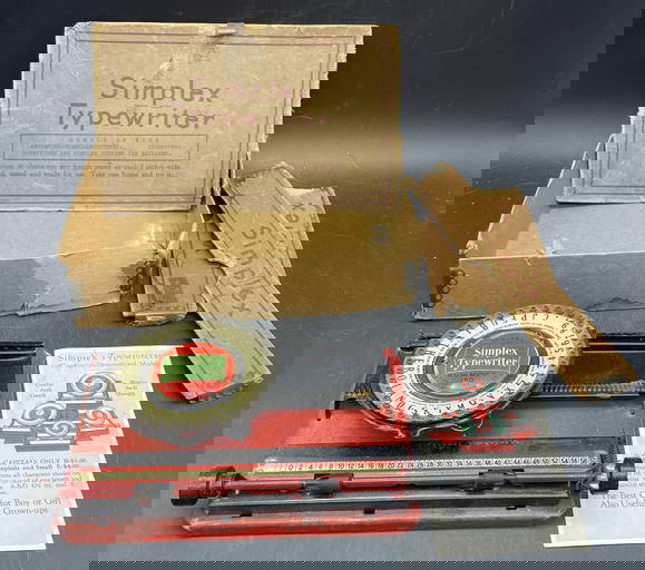 Vintage 1916 Patent Date Child's Tin Litho Simplex Typewriter No 150