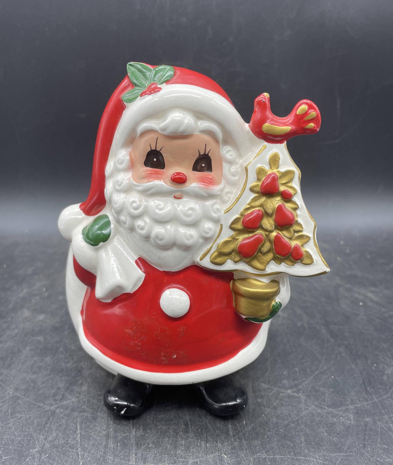 Napco Santa Claus Ceramic Christmas Figural Planter Candy Cane Holder ...