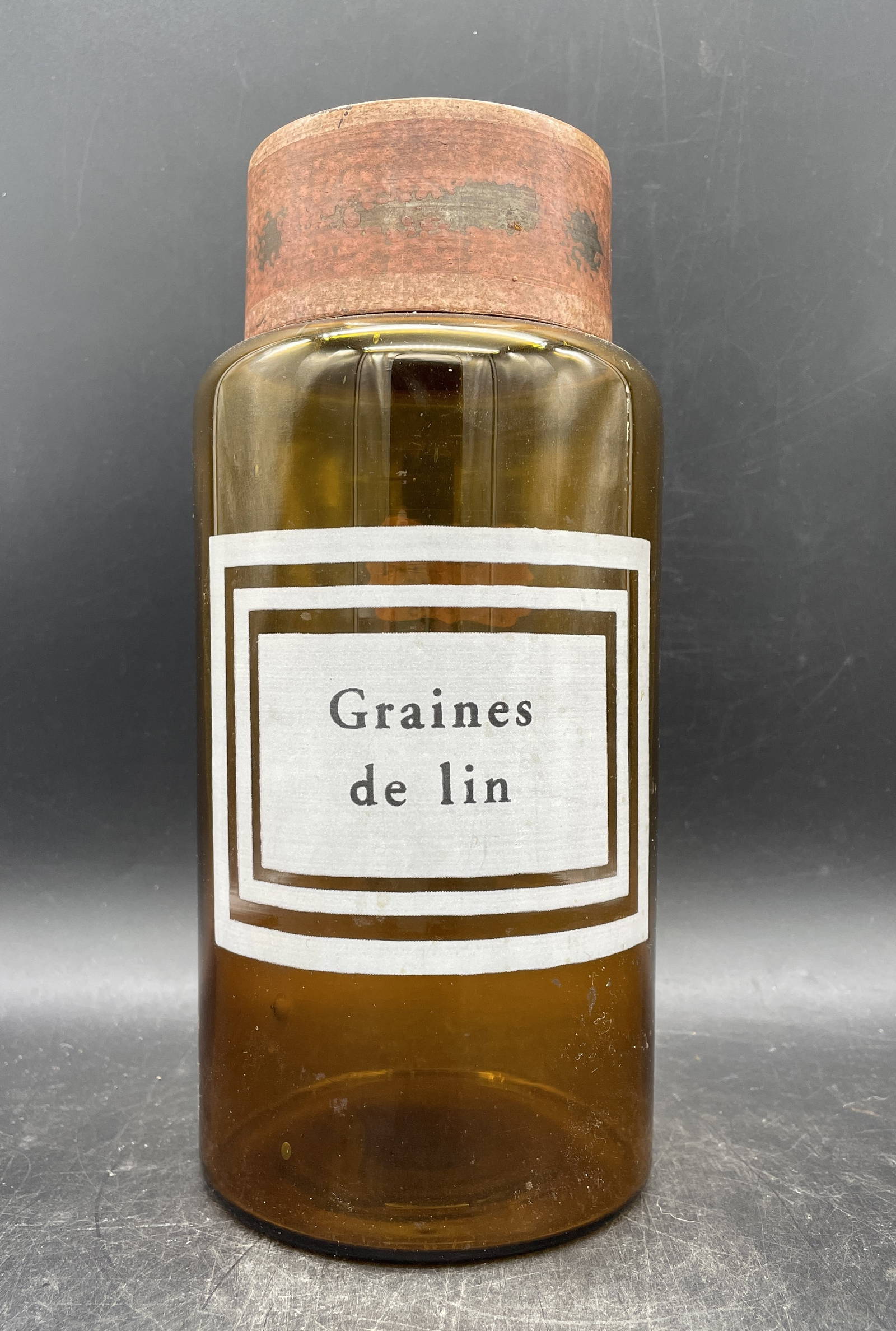 Large Honey Amber Graines De Lin French Apothecary Jar Metal Lid Nice ...