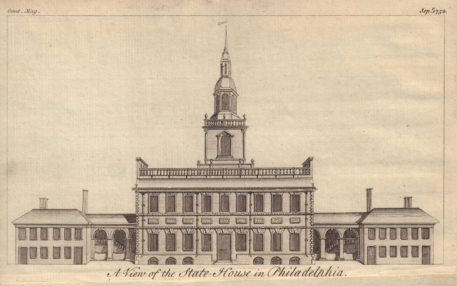 A View Of The State House In Philadelphia. Independence Hall 1752 Old ...