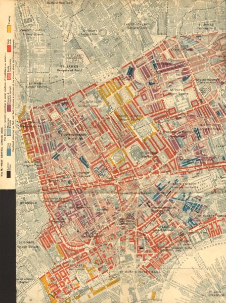 Charles Booth Poverty Map Soho Bloomsbury Fitzrovia Covent Gdn St James ...