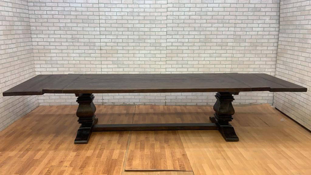 Buy Large Salvaged Wood Dark Coffee Extending Rectangular Trestle ...