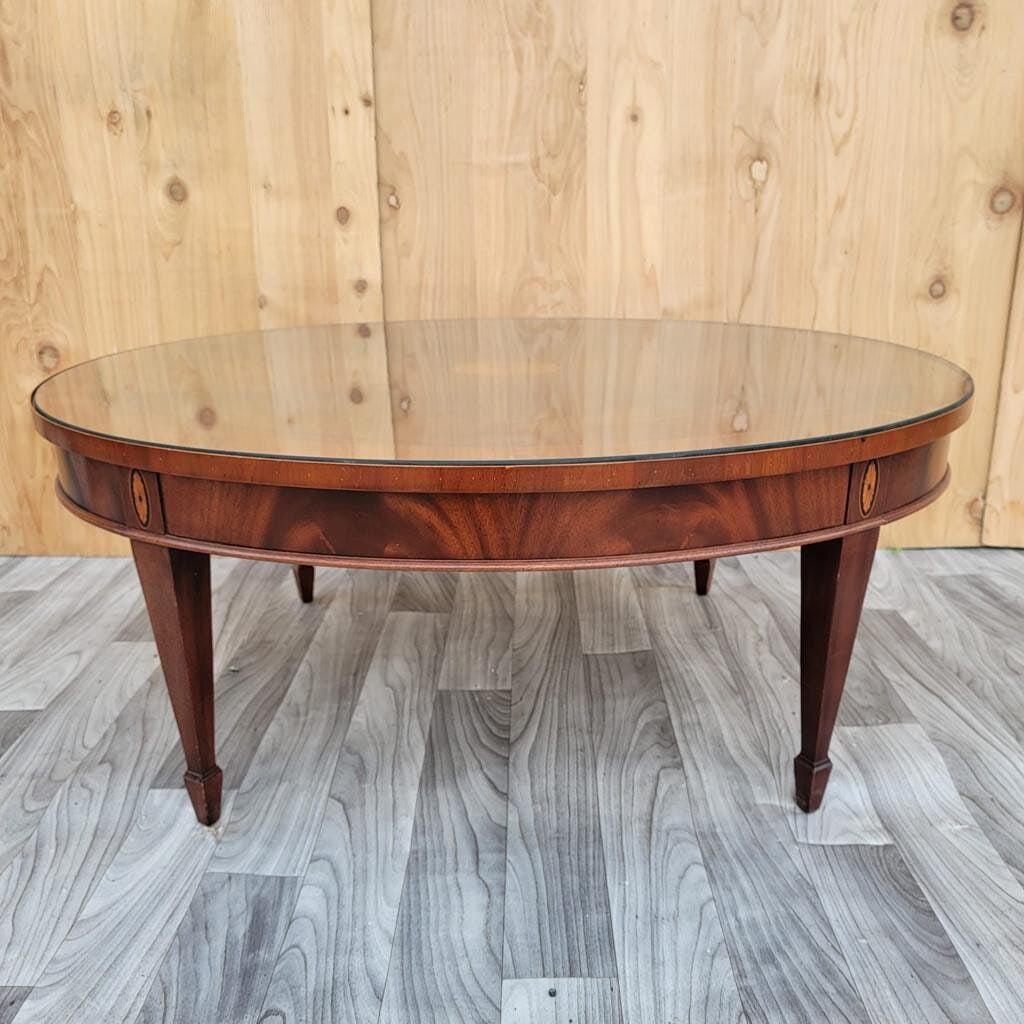 Vintage Georgian Style Hekman Copley Place Inlaid Flame Mahogany Oval ...