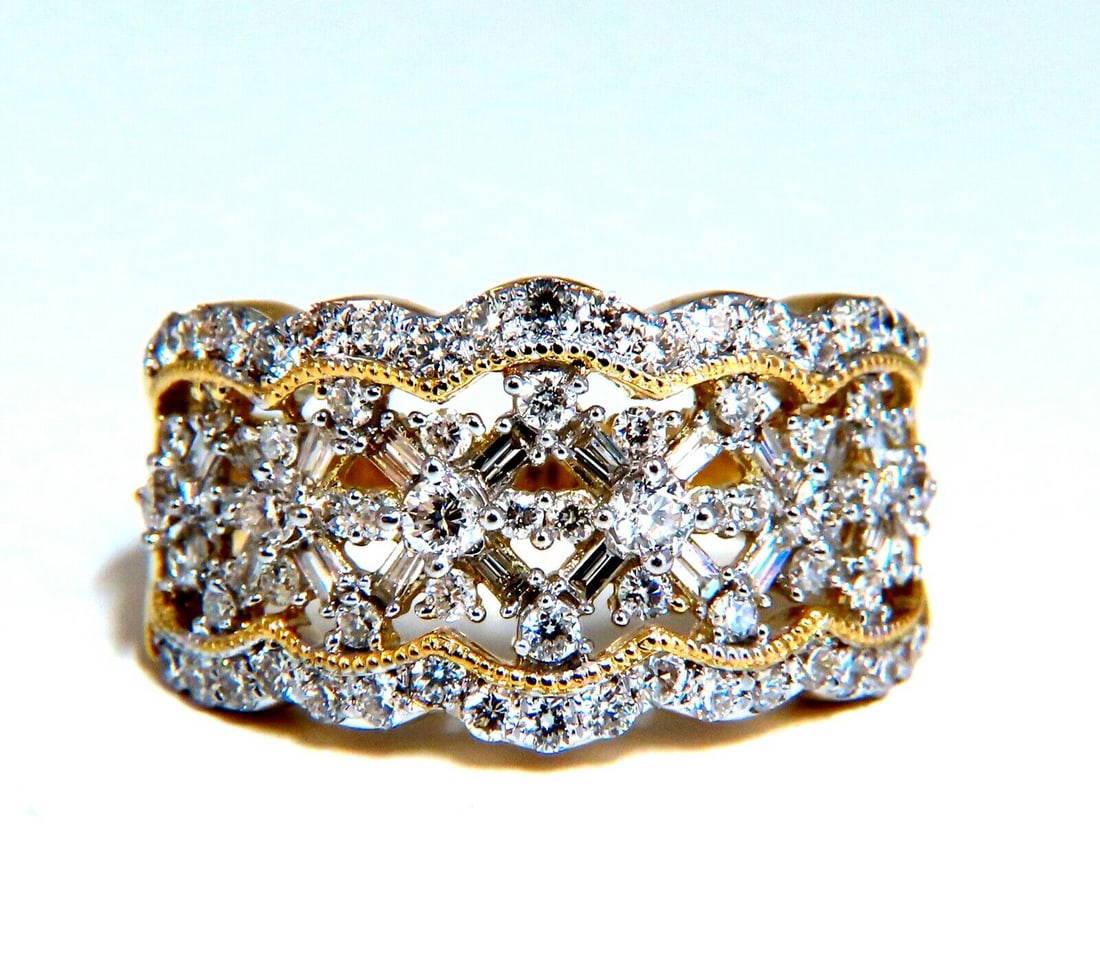 1.30ct Natural Diamonds Filigree Curling Ring 14kt. Auction
