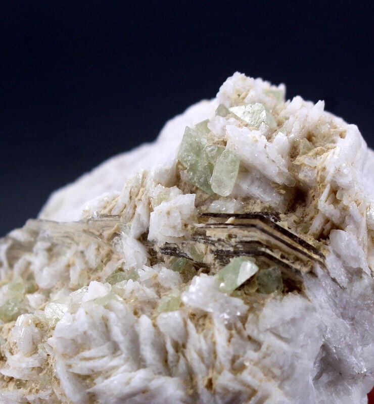 277 Grams Very Rare Apple Green Herderite With Albite Specimen From ...