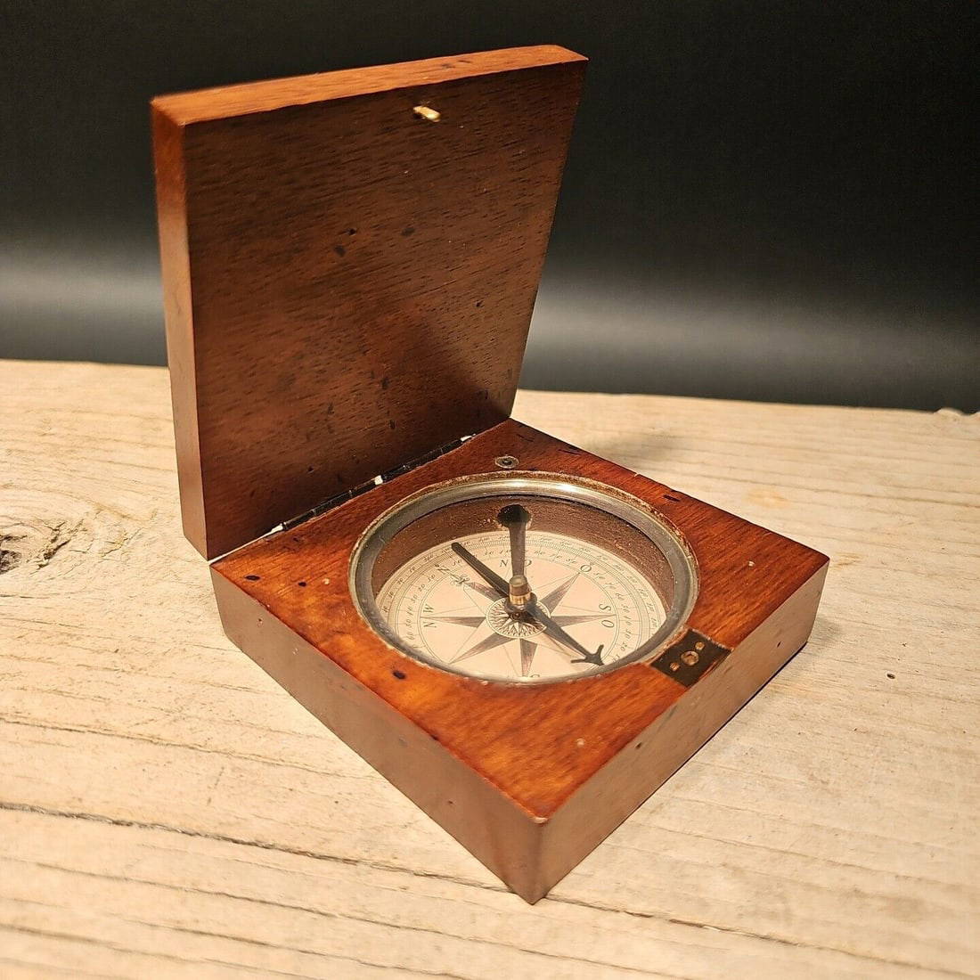 Brass Wood Box Compass Auction
