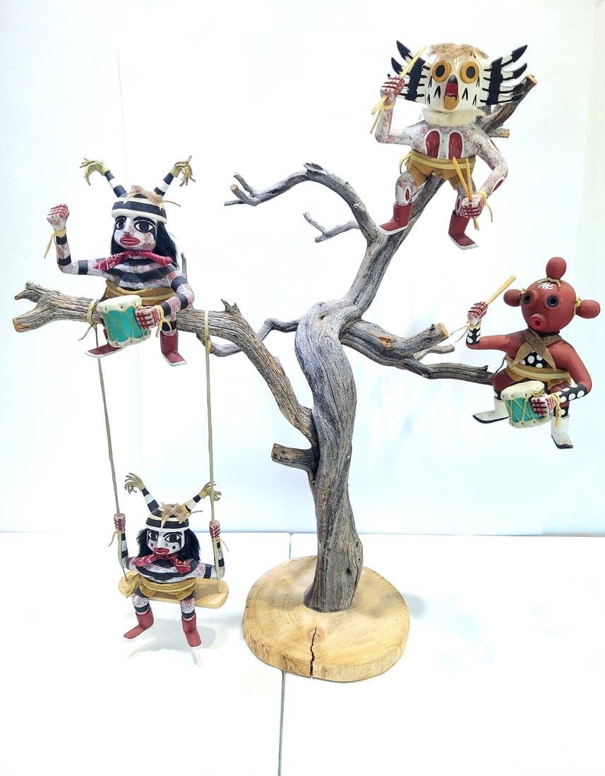 Antique Navajo Hopi Kachina Sculpture Tree By Alone Franco Art Doll Auction