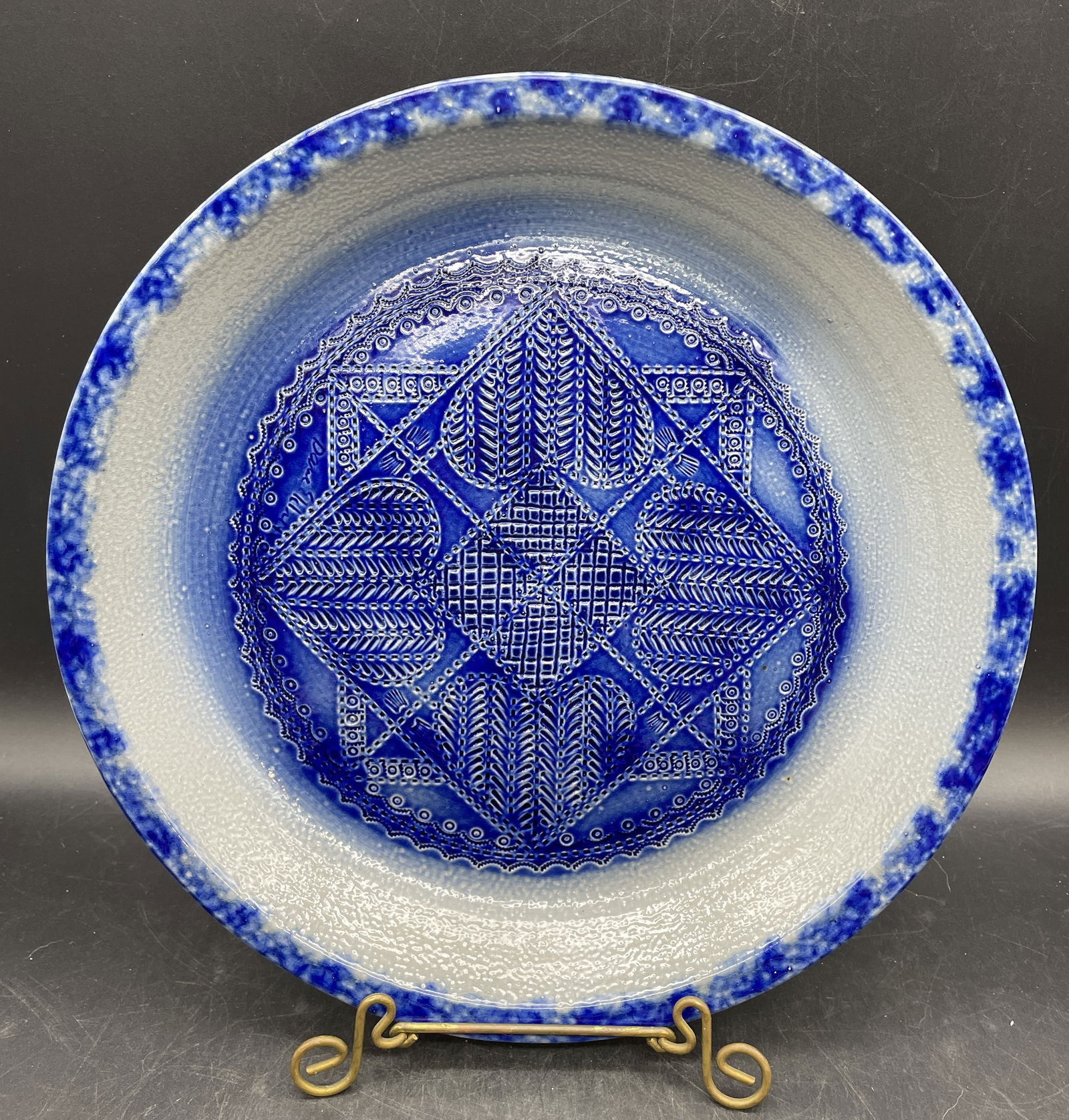 Eldreth Pottery Salt Glazed Pie Plate Cobalt Auction