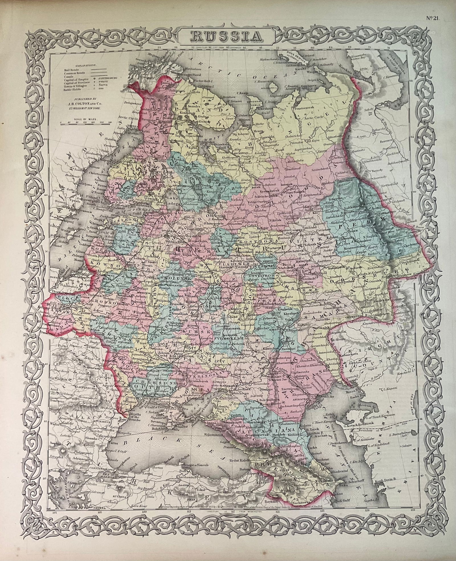 Map Of 1859 Russia In Europe By Colton Auction