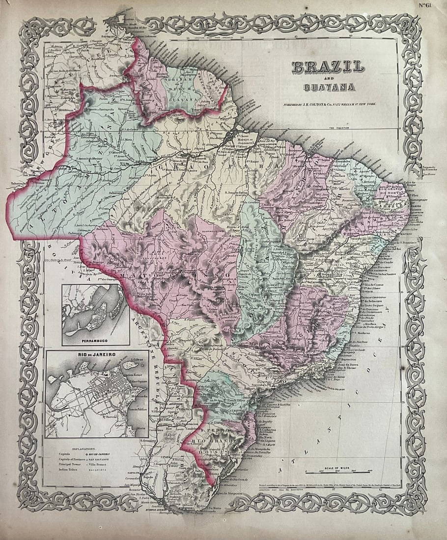 Map Of 1859 Brazil And Guyana’s By Colton Auction