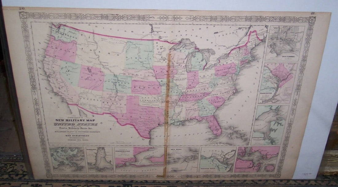 Johnson's New Military Map Of The United States Showing The Forts ...