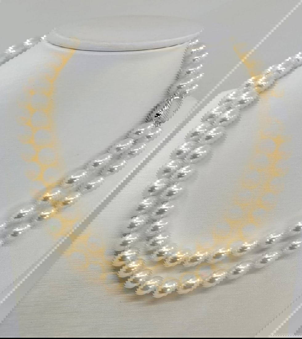 Exceptional - 9x9.5mm Double Akoya Pearl - Necklace Auction