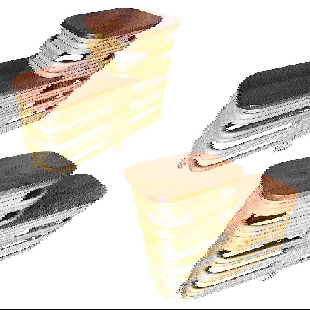 Pair Art Deco Stacked Rattan Side Table With Legs Auction