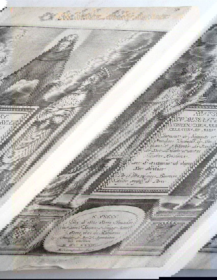 1634 Antique Histoire Du Monastere Et Convent Des Peres In French Auction