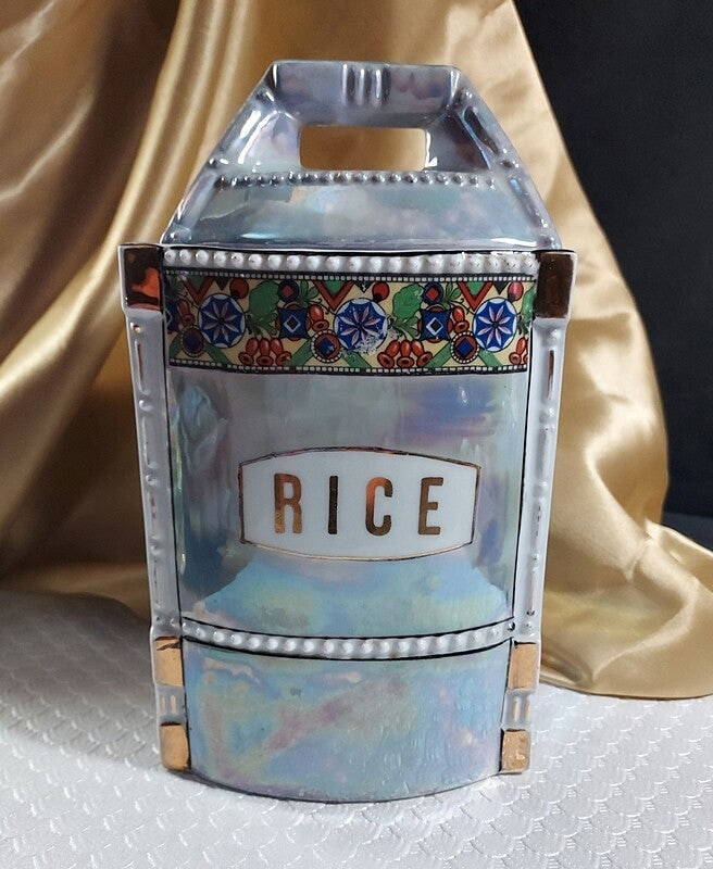 Art Deco 1930s German Lusterware Porcelain Rice Canister #16916 Auction